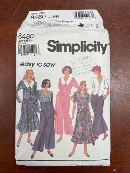 1993 Simplicity 8480 Pattern - Tops, Pants and Skirt FACTORY FOLDED ...