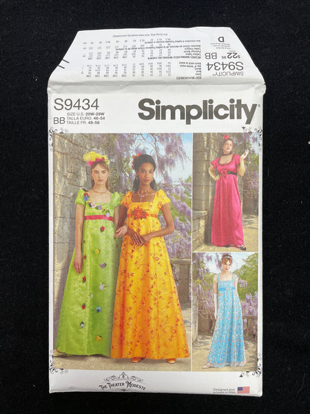 2021 Simplicity 9434 Sewing Pattern - Women's Regency Dress and Sash F ...