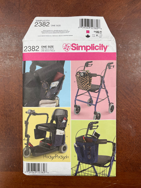 2010 Simplicity 2382 Sewing Pattern - Bags for Scooters, Electric Whee ...