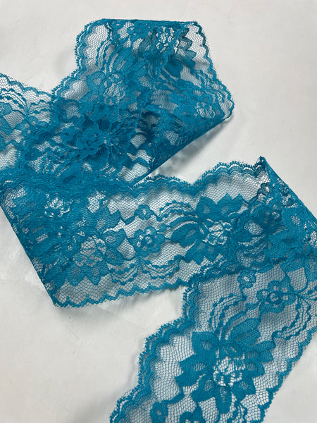 Lace Floral Scalloped By-the-Yard Vintage - Turquoise – Lucky DeLuxe ...
