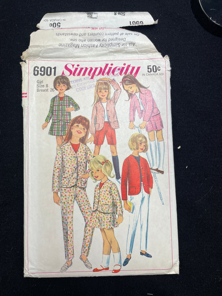 1966 Simplicity 6901 Sewing Pattern - Child's Pants, Shorts, Jacket an ...