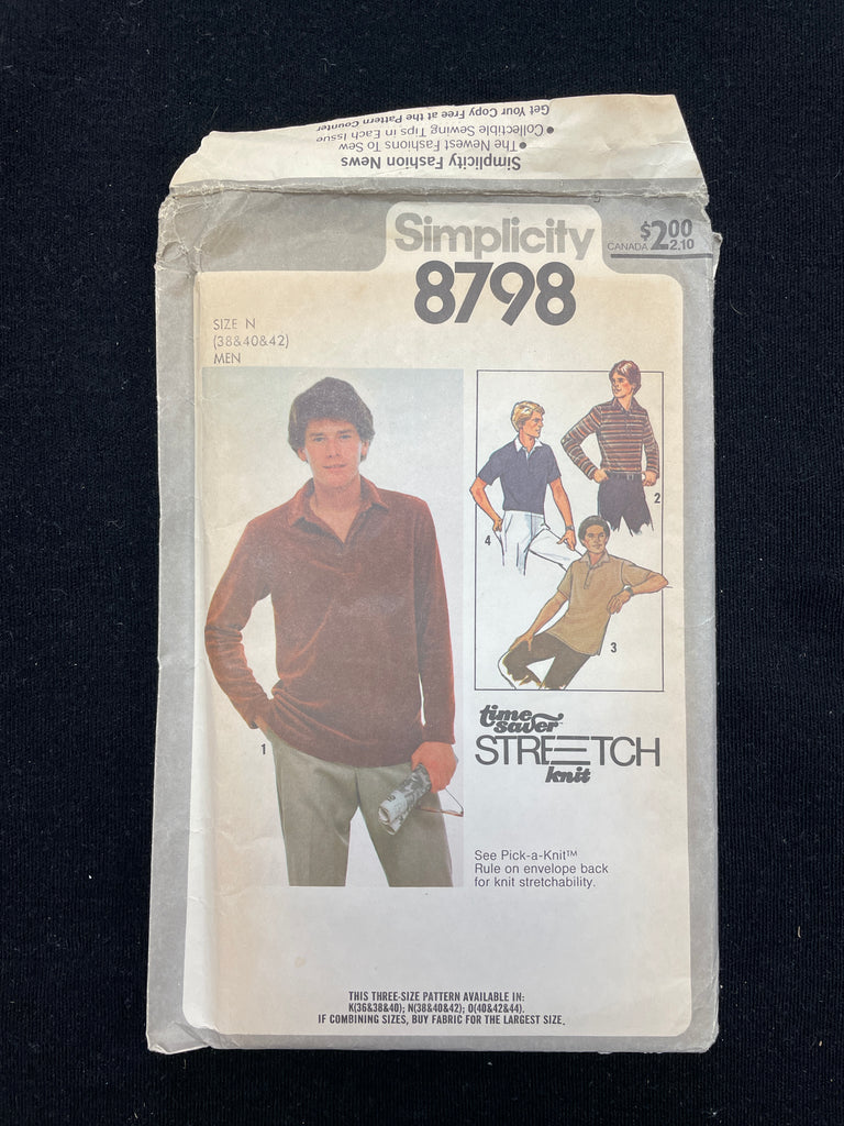 1978 Simplicity 8798 Sewing Pattern - Adult Knit Top – Lucky DeLuxe Fabrics