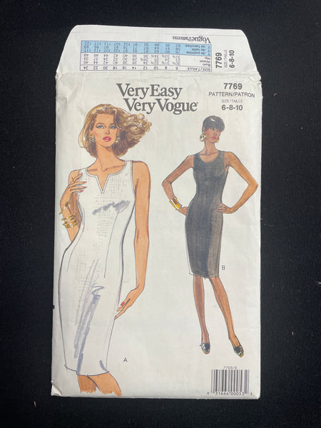 1990 Vogue 7769 Sewing Pattern - Dress FACTORY FOLDED – Lucky DeLuxe ...