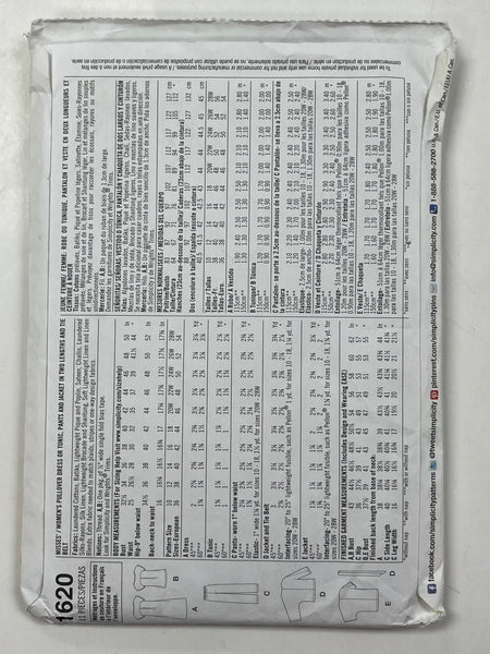 SALE 2013 Simplicity 1620 Sewing Pattern - Dress, Tunic, Pants and Jac ...