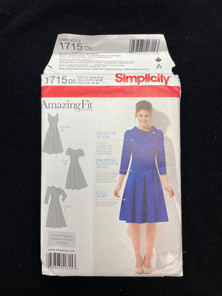 2012 Simplicity 1715 Pattern - Dress FACTORY FOLDED – Lucky DeLuxe Fabrics