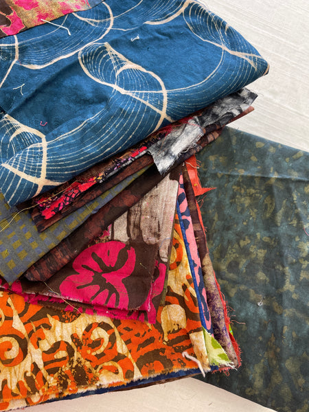 Cotton Mystery Scrap Remnant Bundle - Batiks and Hand-Dyed 1 POUND ...